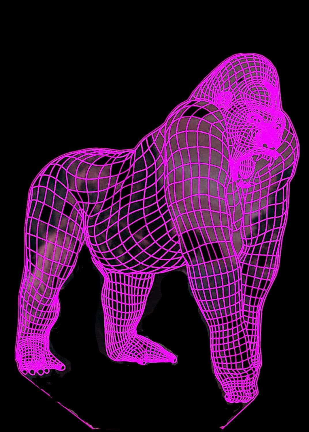 YSTIAN 3D Monkey Gorilla Night Light Table Desk Optical Illusion Lamps ...