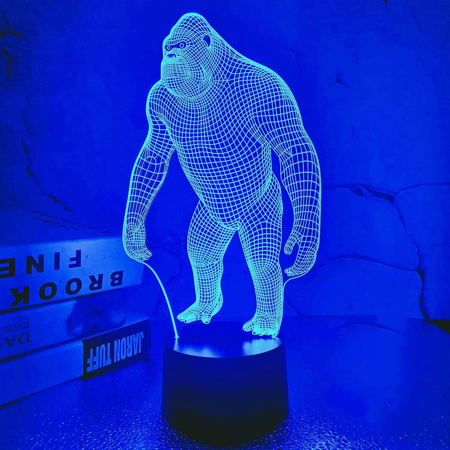 YSTIAN 3D Monkey Gorilla Night Light Table Desk Optical Illusion Lamps ...