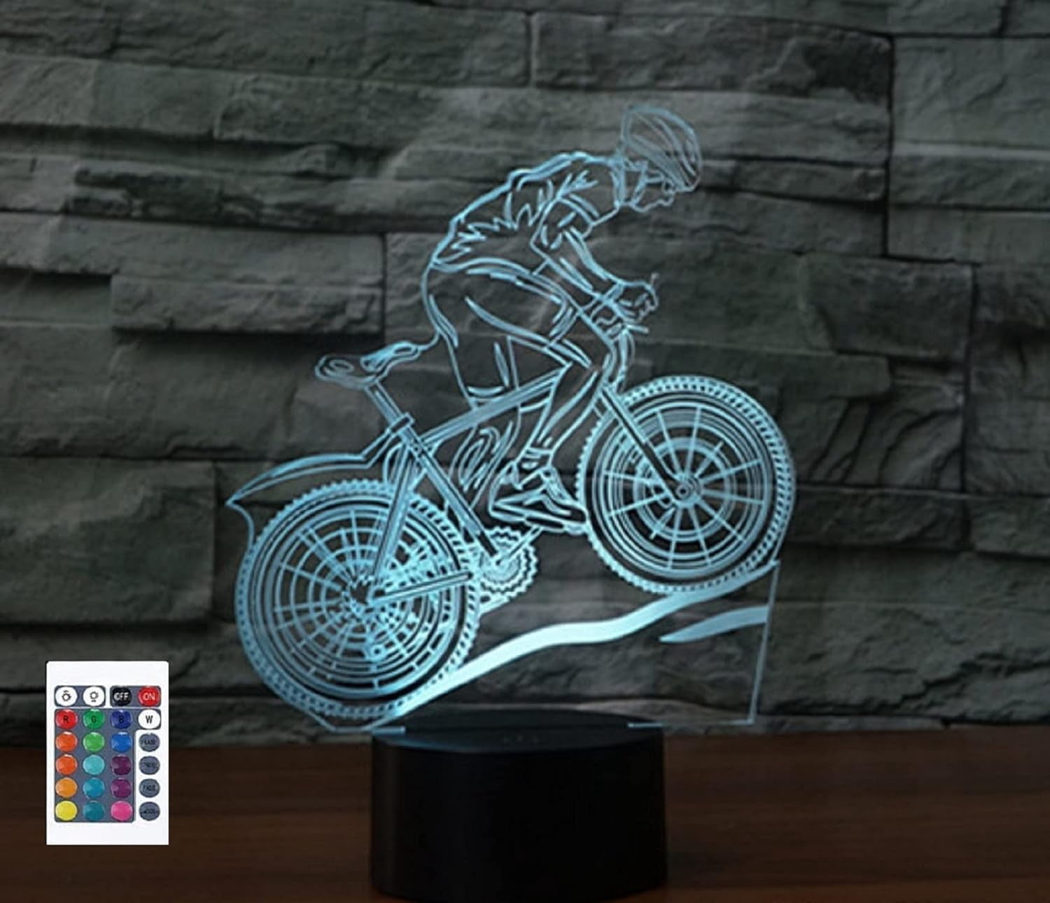 YSTIAN 3D Mountain Bike Remote Control 16 Color Night Lights Illusion ...