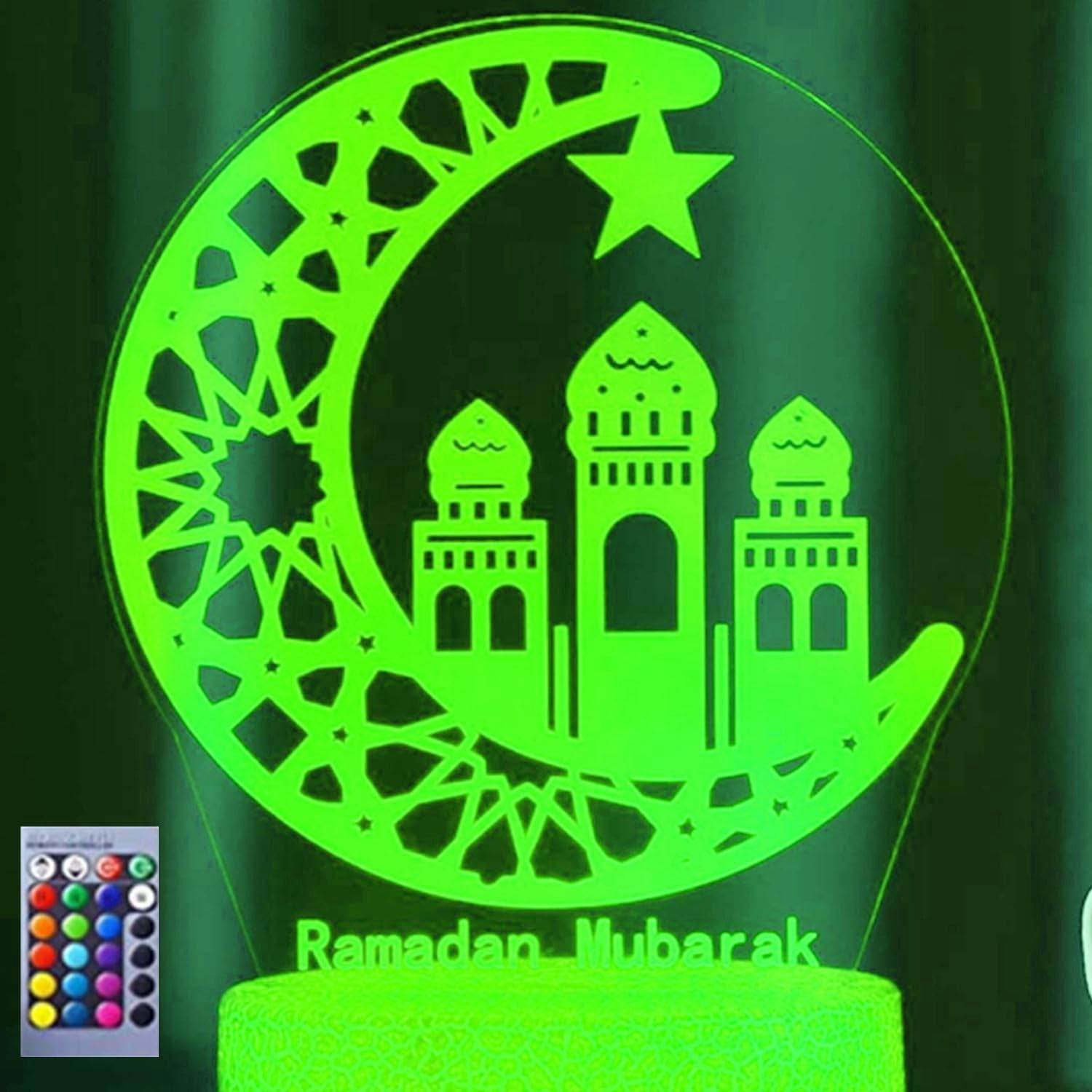 YSTIAN 3D Muslim Allah Night Light Table Desk Optical Illusion Lamps 16 ...