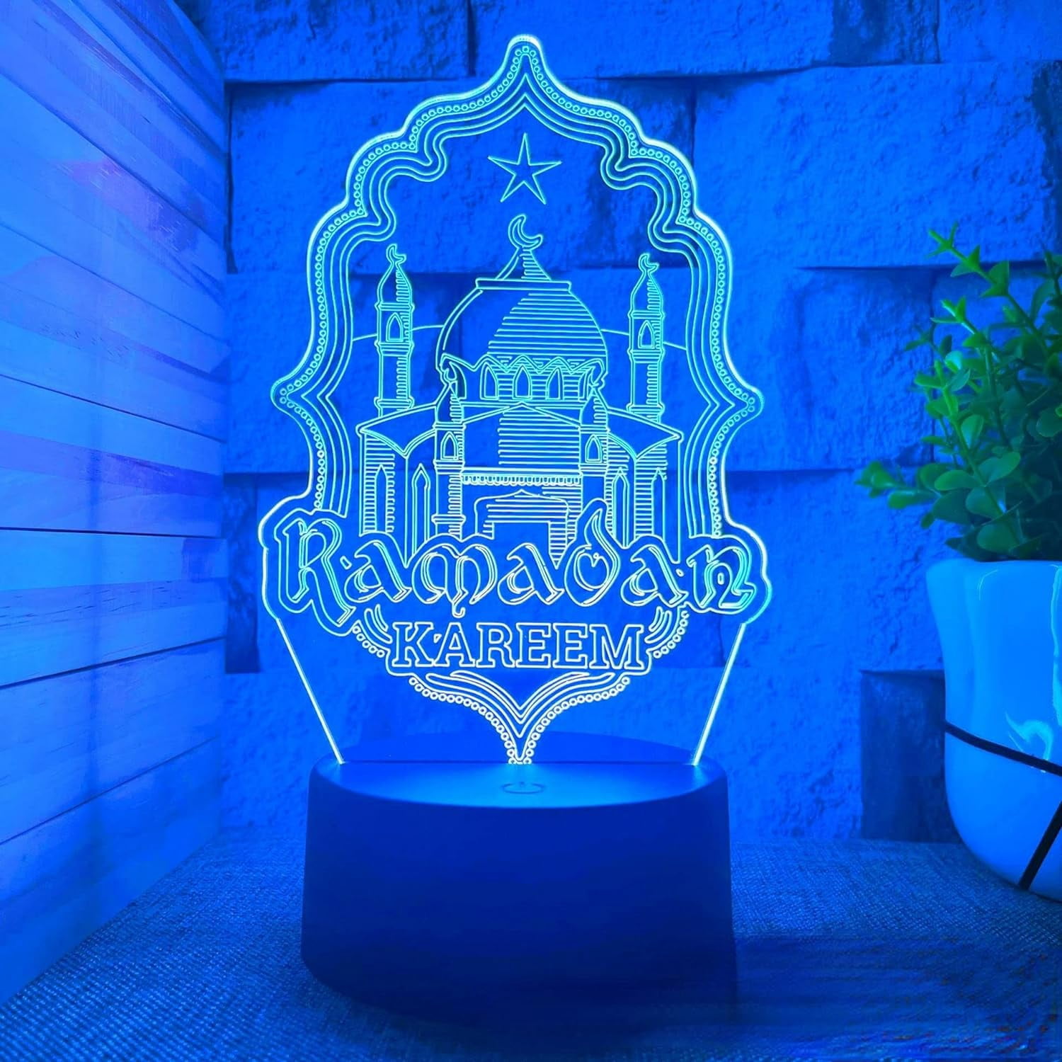 YSTIAN 3D Muslim Allah Night Light Table Desk Optical Illusion Lamps 16 ...