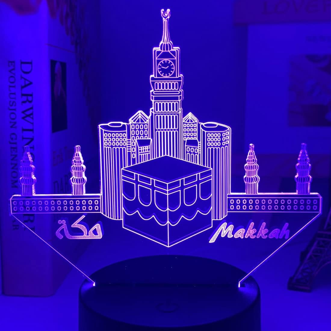 YSTIAN 3D Muslim Islamic Allah Castle Night Light Table Desk Optical ...