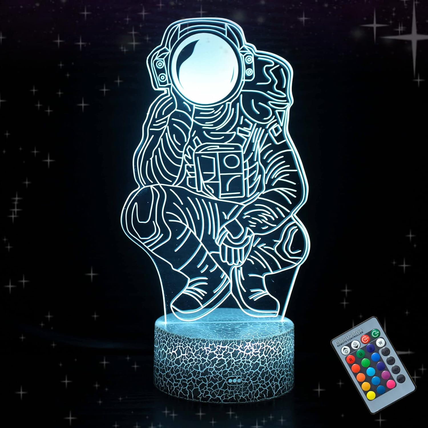 YSTIAN 3D Night Lights Spaceman Astronaut 16 Colors Changeable LED ...