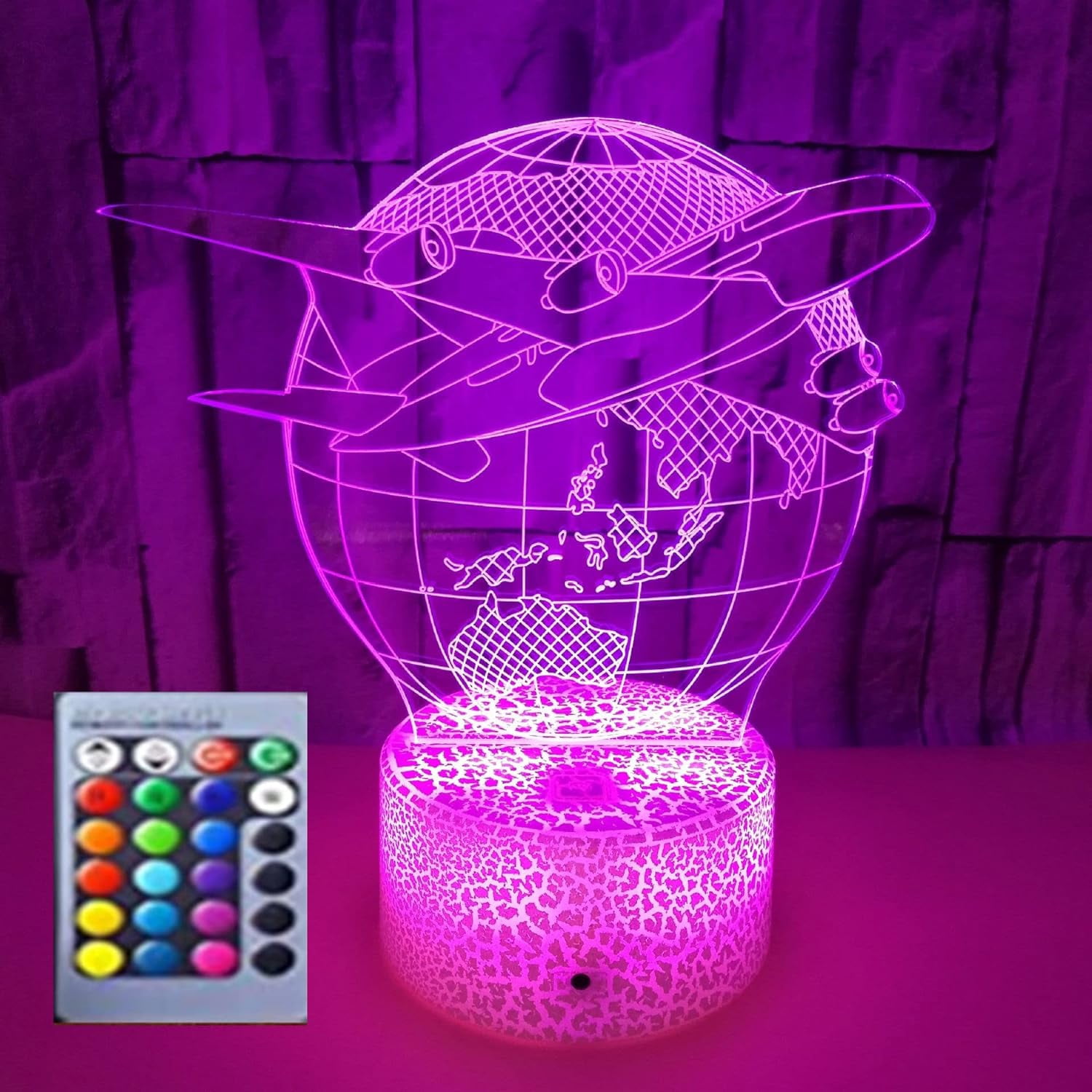 YSTIAN 3D Plane Night Light Decor Table Desk Optical Illusion Lamps 16 ...