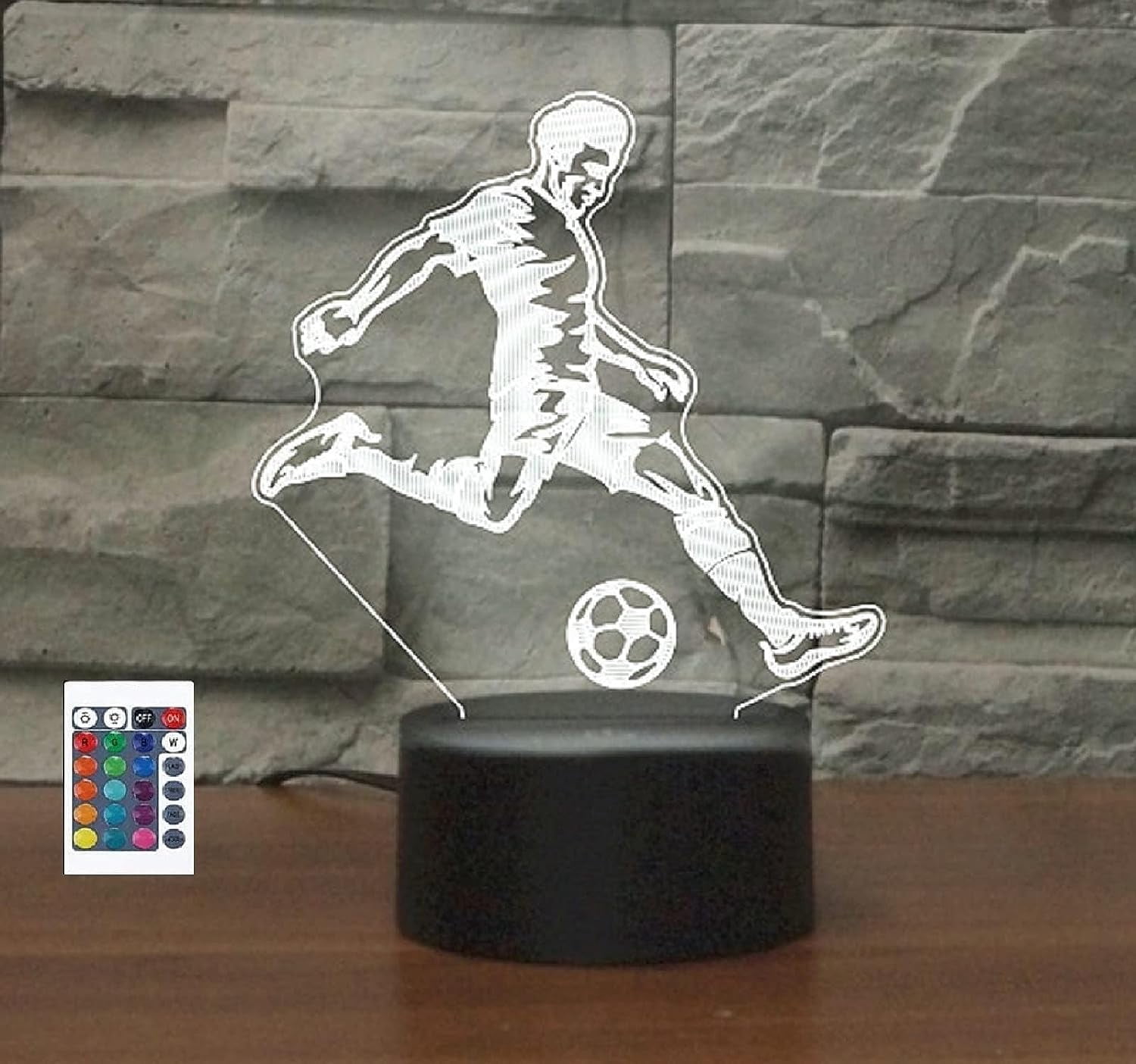 YSTIAN 3D Play Football Remote Control 16 Color Night Lights Illusion ...