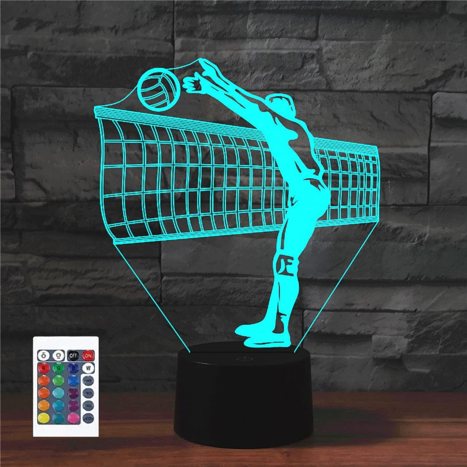 YSTIAN 3D Play Volleyball Remote Control 16 Color Night Lights Illusion ...