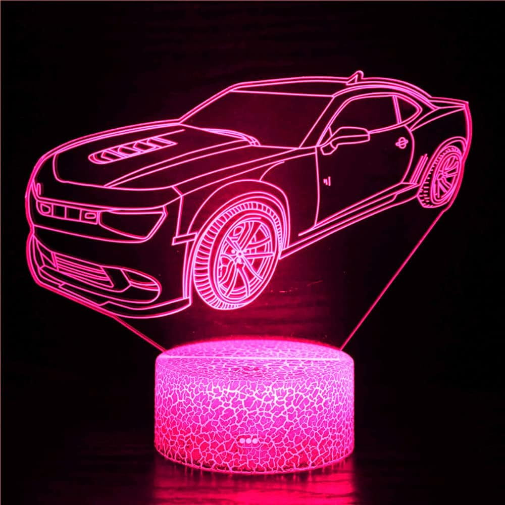 YSTIAN 3D Racing Car Night Light Table Desk Optical Illusion Lamps 7 ...