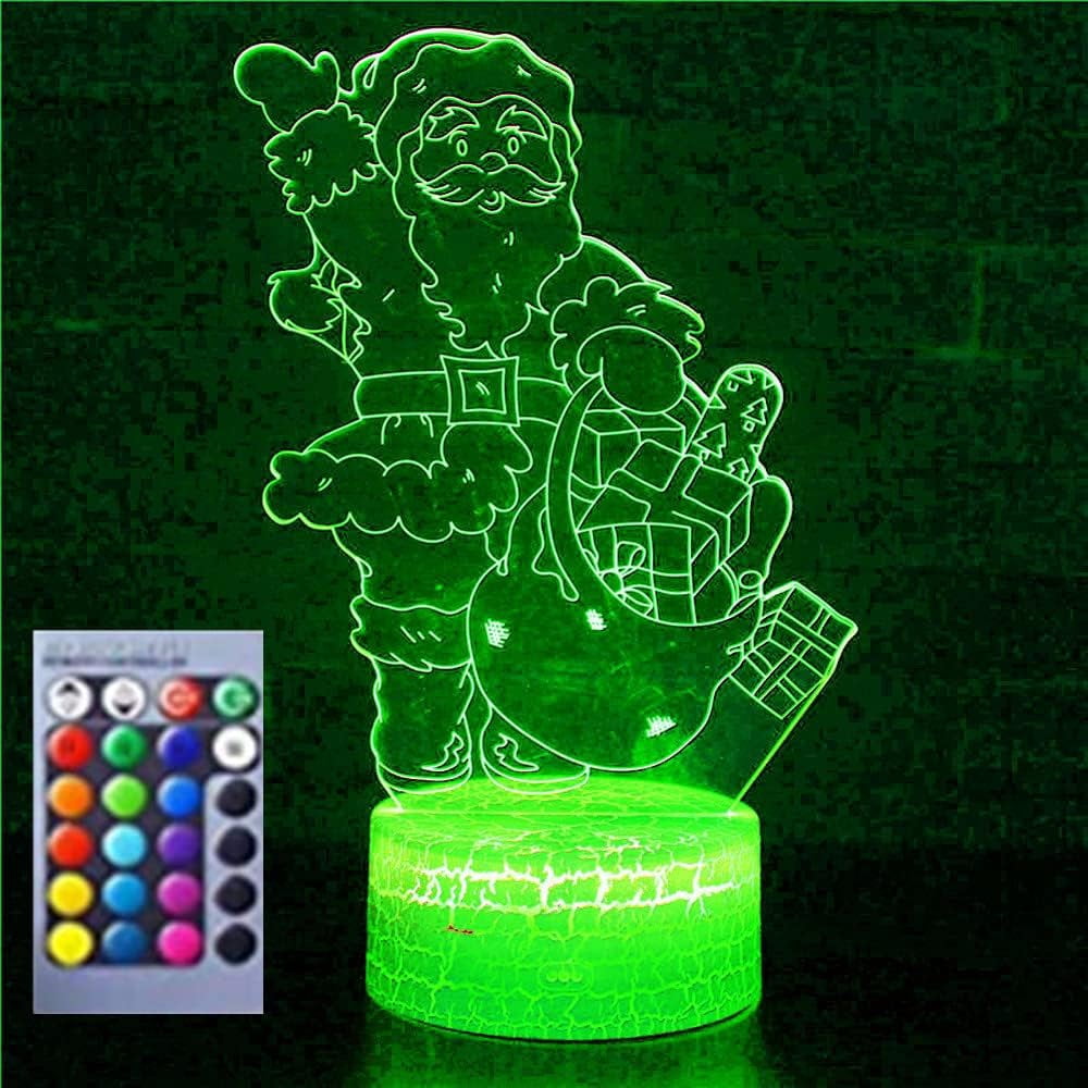 YSTIAN 3D Santa Claus Night Light Table Desk Optical Illusion Lamps 16 ...