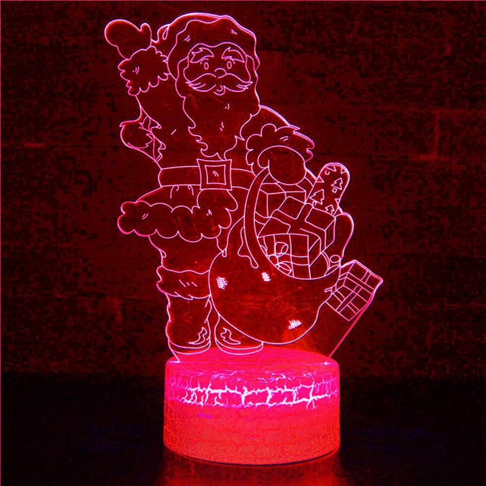 YSTIAN 3D Santa Claus Night Light Table Desk Optical Illusion Lamps 7 ...