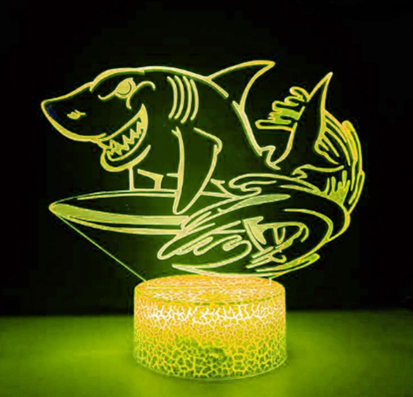 YSTIAN 3D Shark Fish Night Light Lamp Illusion Night Light 7 Color ...