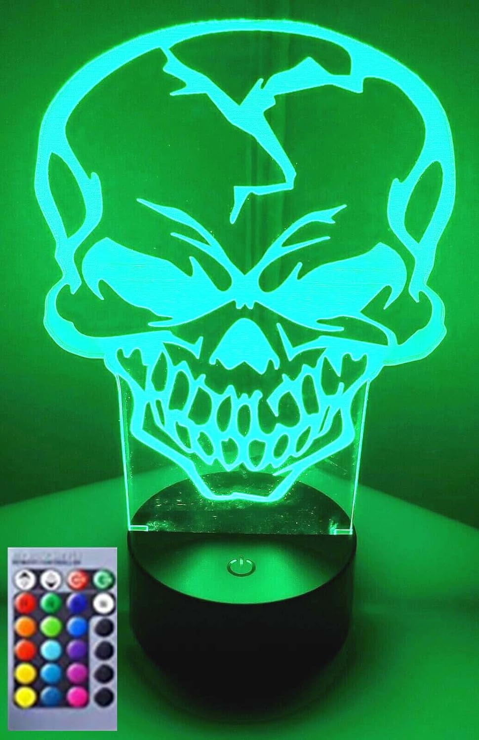 YSTIAN 3D Skull Night Light Table Desk Optical Illusion Lamps 16 Color ...