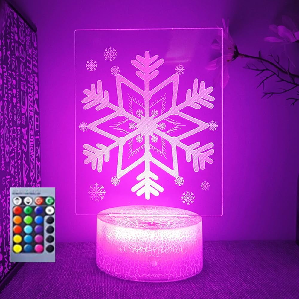 YSTIAN 3D Snowflake Night Light Table Desk Optical Illusion Lamps 16 ...