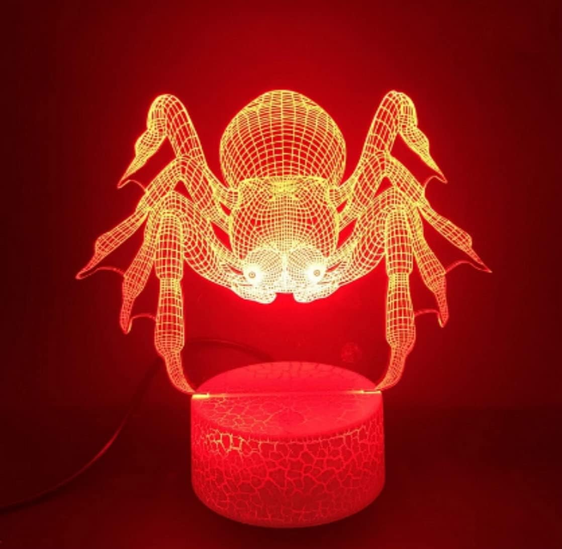 YSTIAN 3D Spider Night Light Lamp Illusion Night Light 7 Color Changing ...