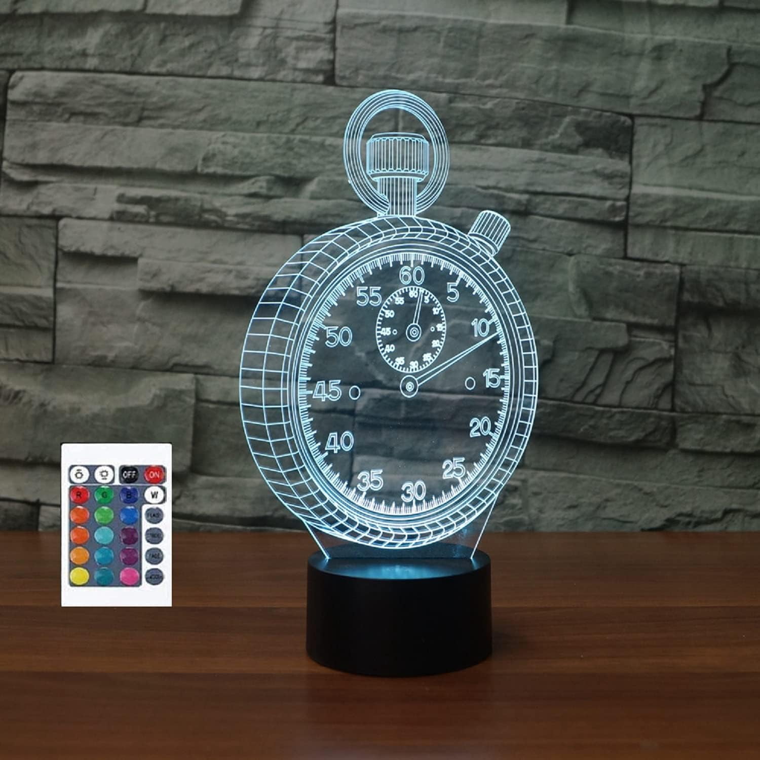 YSTIAN 3D Stopwatch Remote Control 16 Color Night Lights Illusion ...