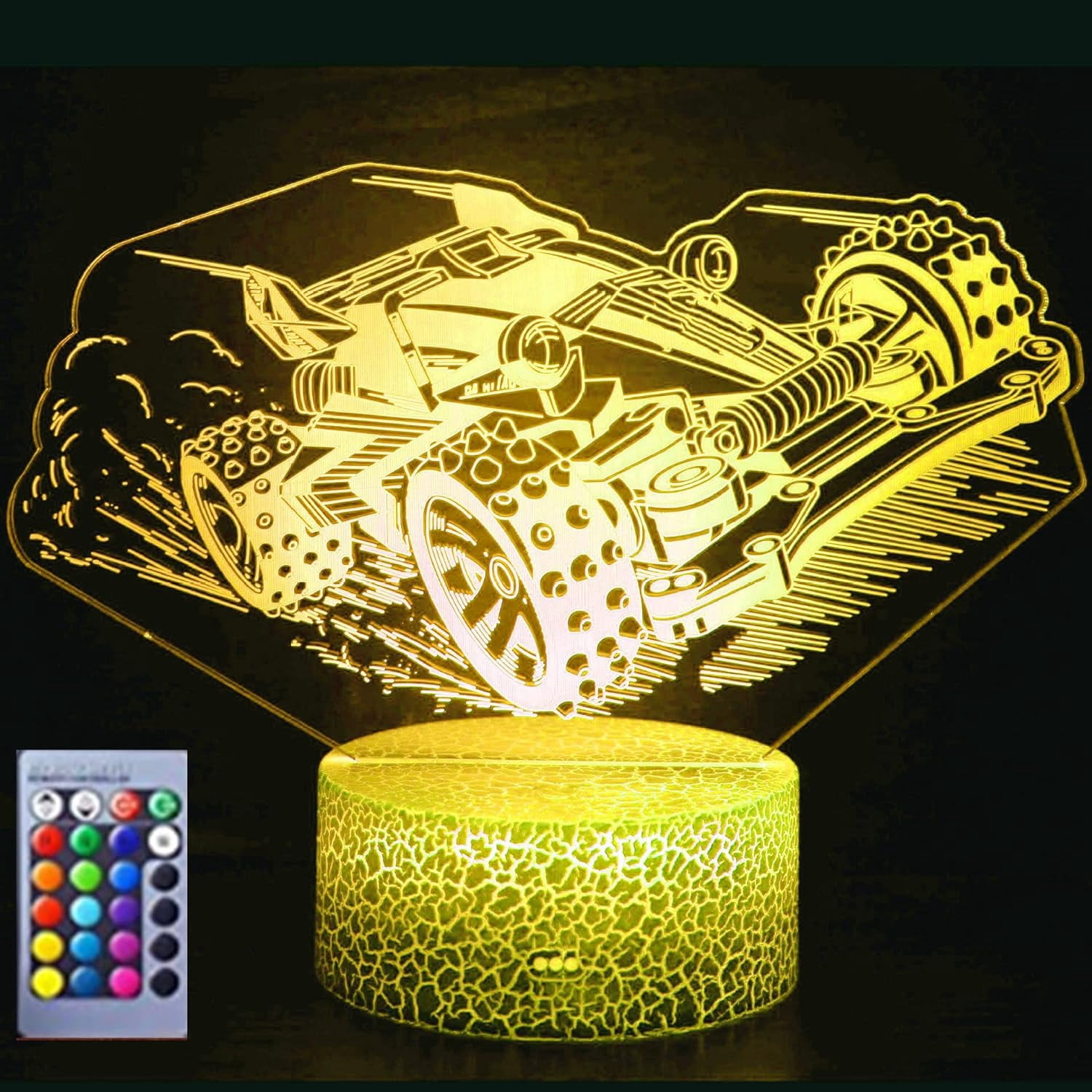 YSTIAN 3D Tank Night Light Table Desk Optical Illusion Lamps 16 Color ...