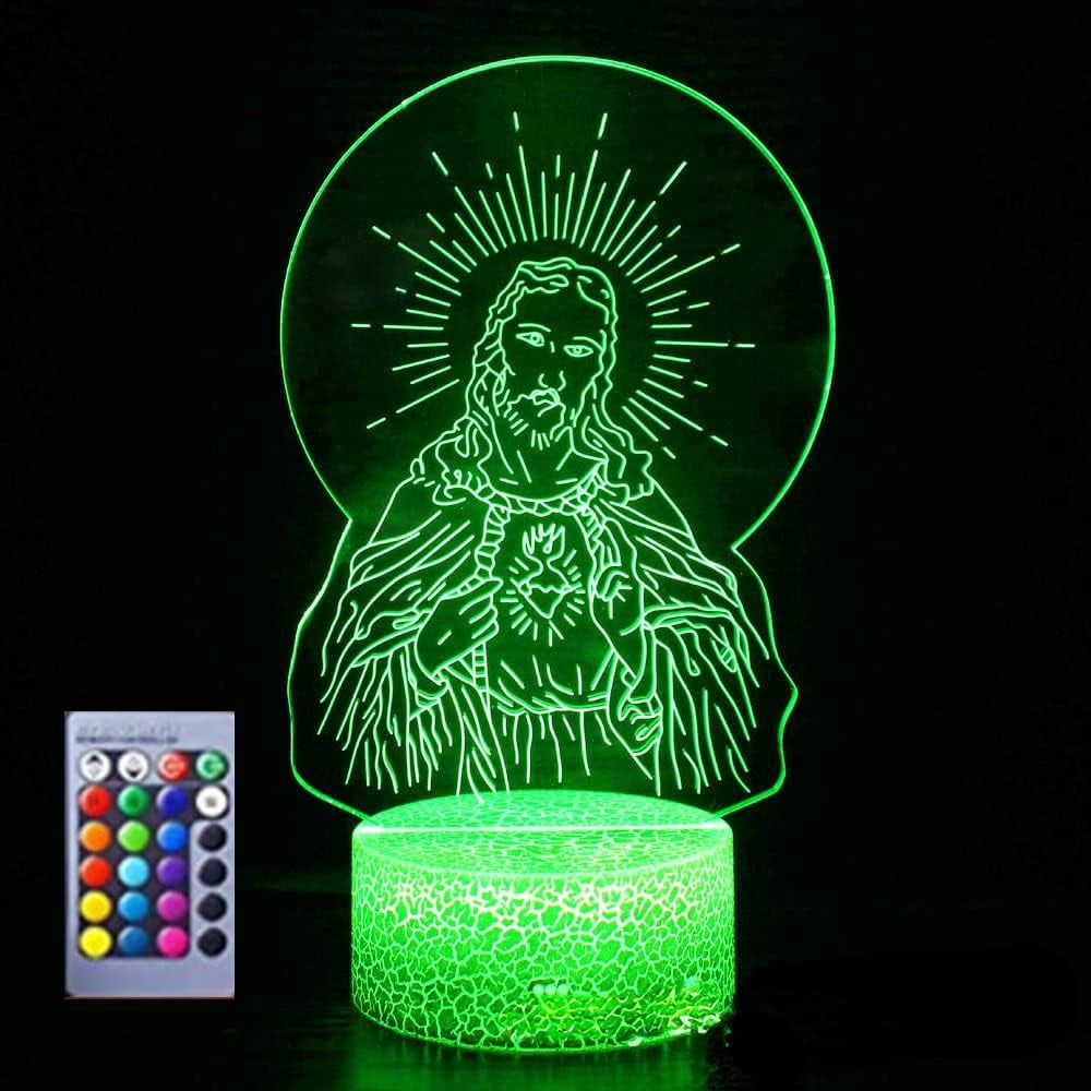 YSTIAN 3D The Virgin of Jesus Night Light Table Desk Optical Illusion ...