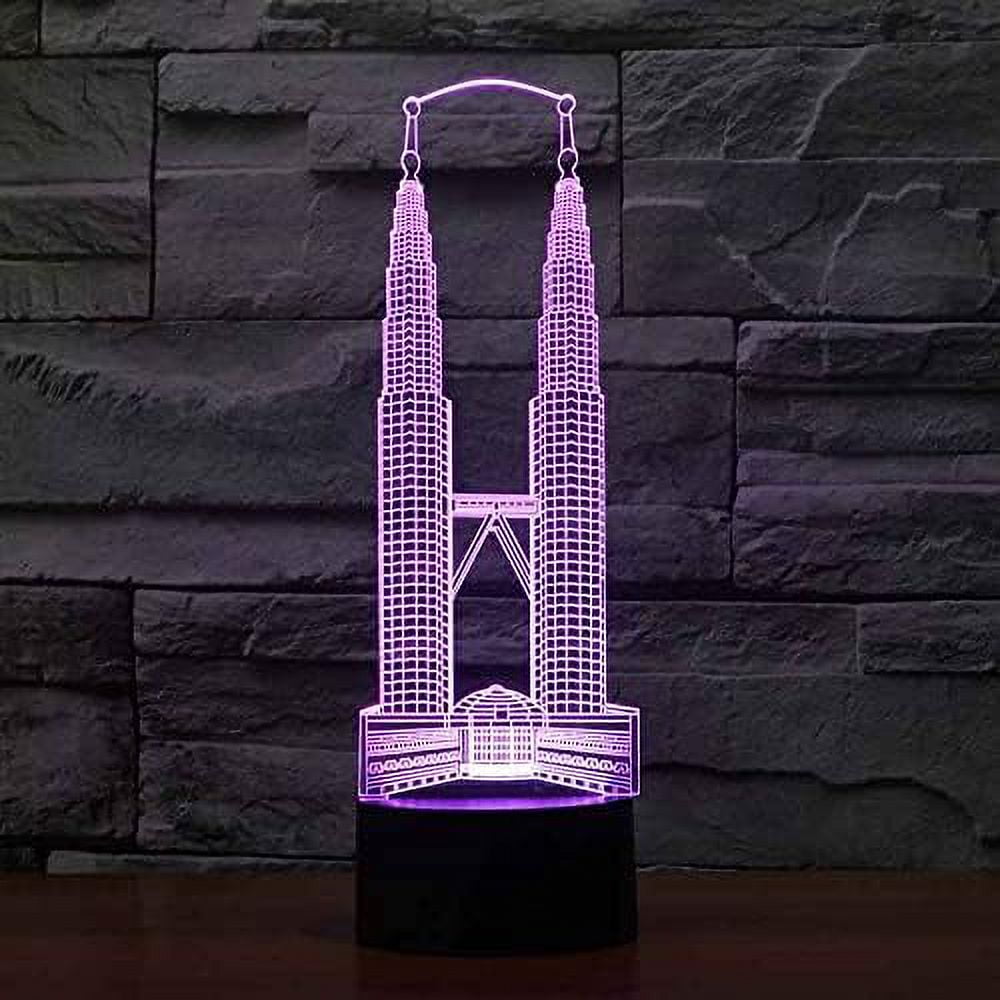 YSTIAN 3D Tower Building Night Light LED Desk Lamp Optical Illusion ...