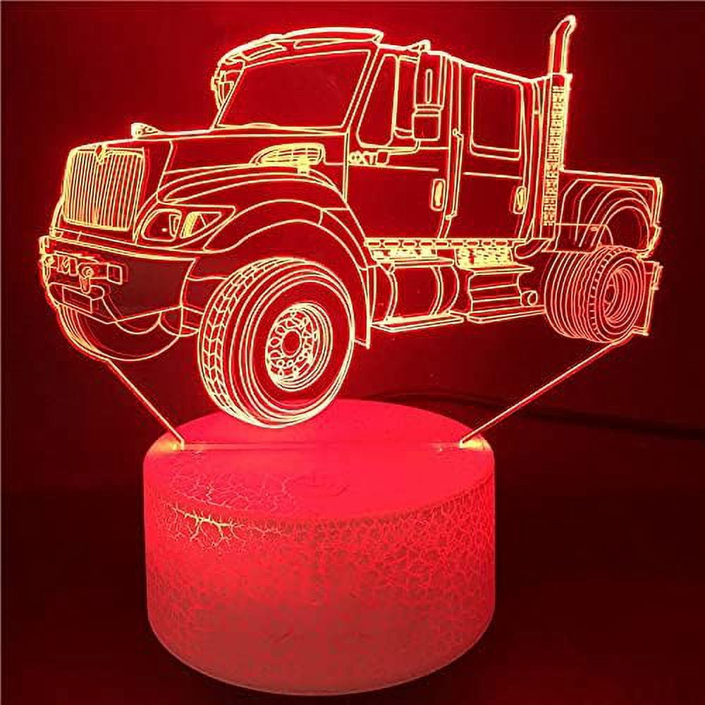 YSTIAN 3D Truck Tractor Car Night Light Lamp Illusion 7 Color Changing ...