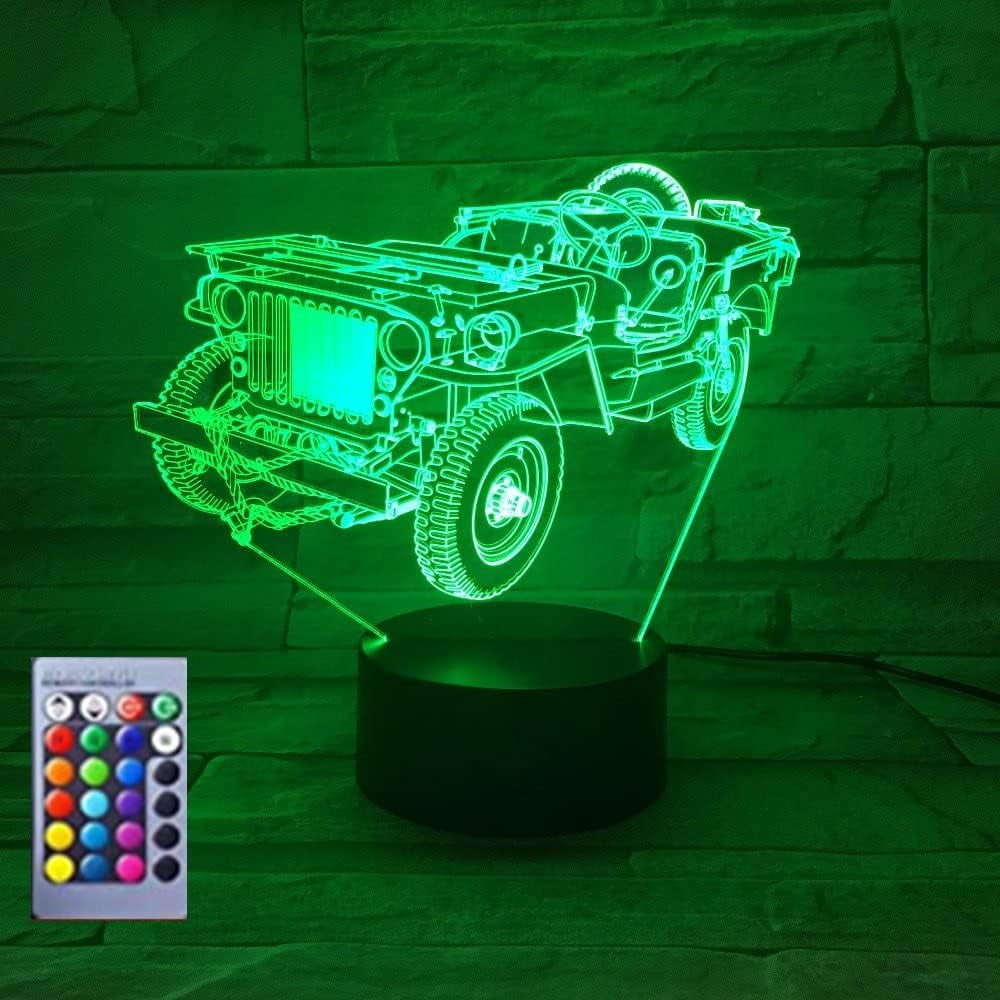YSTIAN 3D Truck Tractor Car Night Light Table Desk Optical Illusion ...