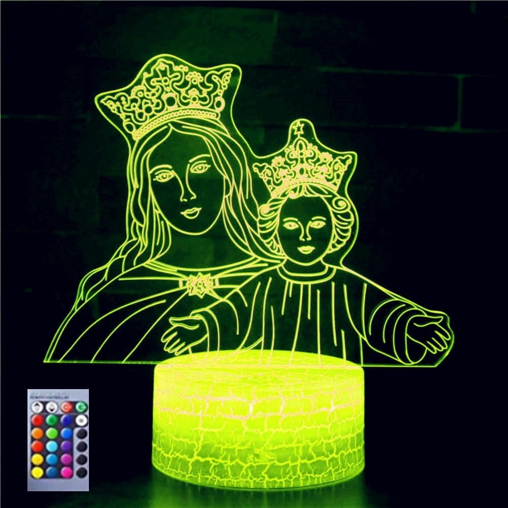 YSTIAN 3D Virgin Mary Night Light Decor Table Desk Optical Illusion ...