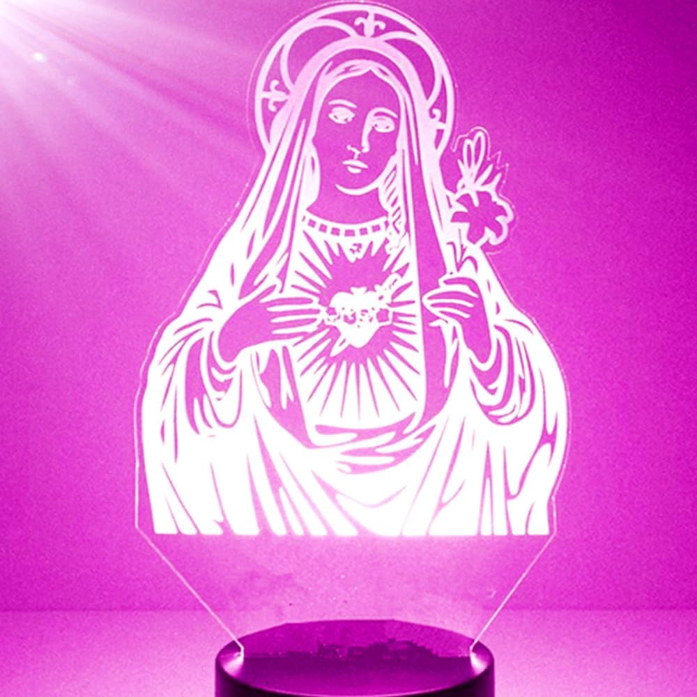 YSTIAN 3D Virgin Mary Night Light Decor Table Desk Optical Illusion ...