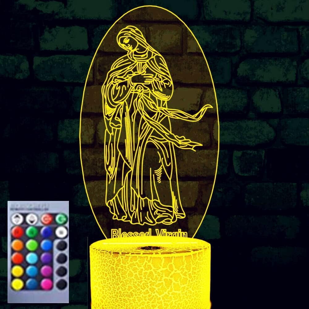 YSTIAN 3D Virgin Mary Night Light Table Desk Optical Illusion Lamps 16 ...
