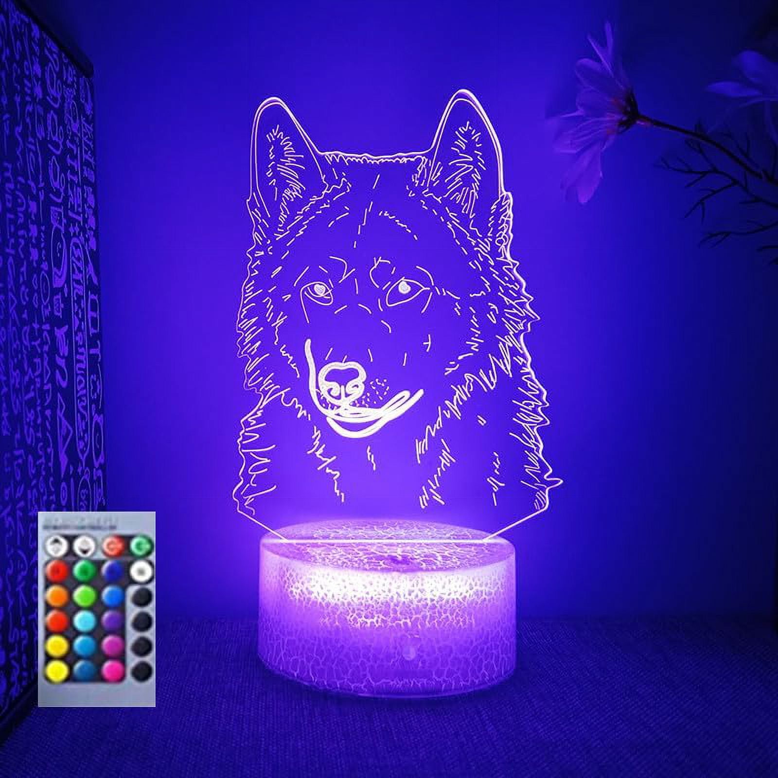 YSTIAN 3D Wolf Night Light Table Desk Optical Illusion Lamps 16 Color ...