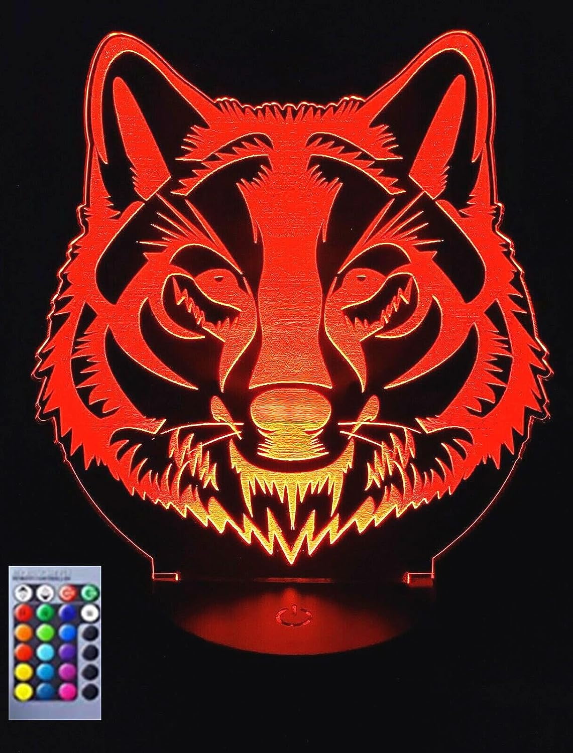 YSTIAN 3D Wolf led Night Light Lamp Illusion Night Light 16 Color ...