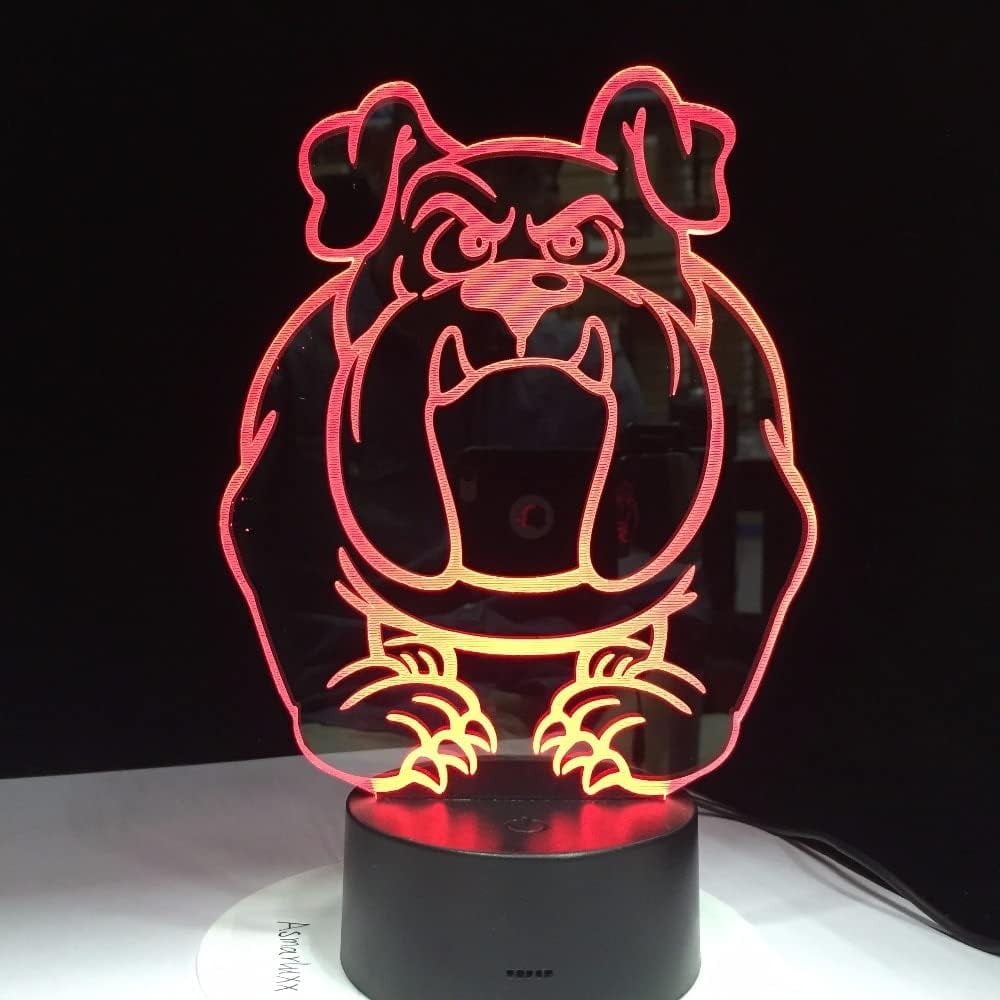 YSTIAN 7 Colorful Bulldog Pugs Dog Night Lights 3D Visual Baby Bedroom ...