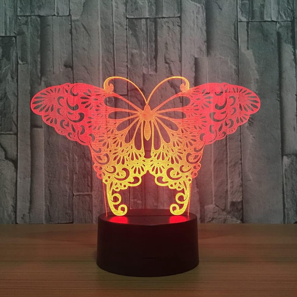 YSTIAN Butterfly 3D Visual Illusion Lamp Transparent Acrylic Night ...
