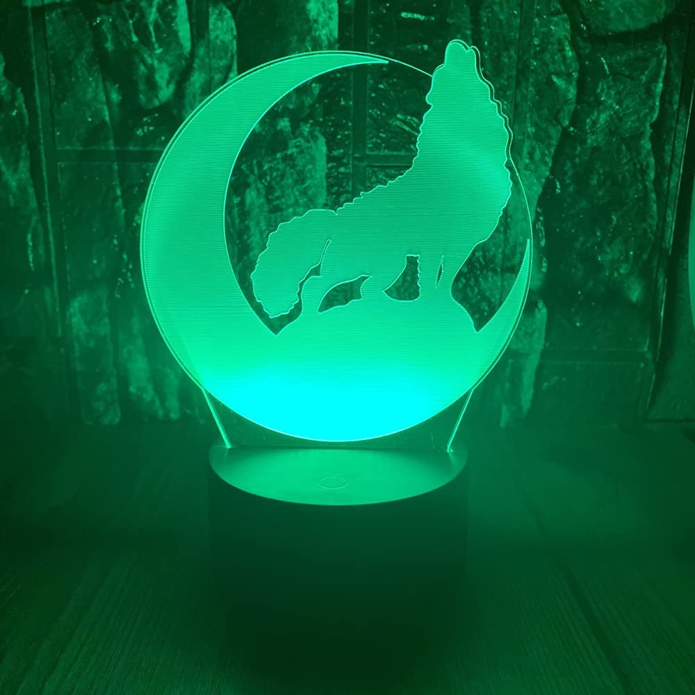 YSTIAN Cartoon Animals Moon Wolf Anime Character Figure 3D LED Optical ...
