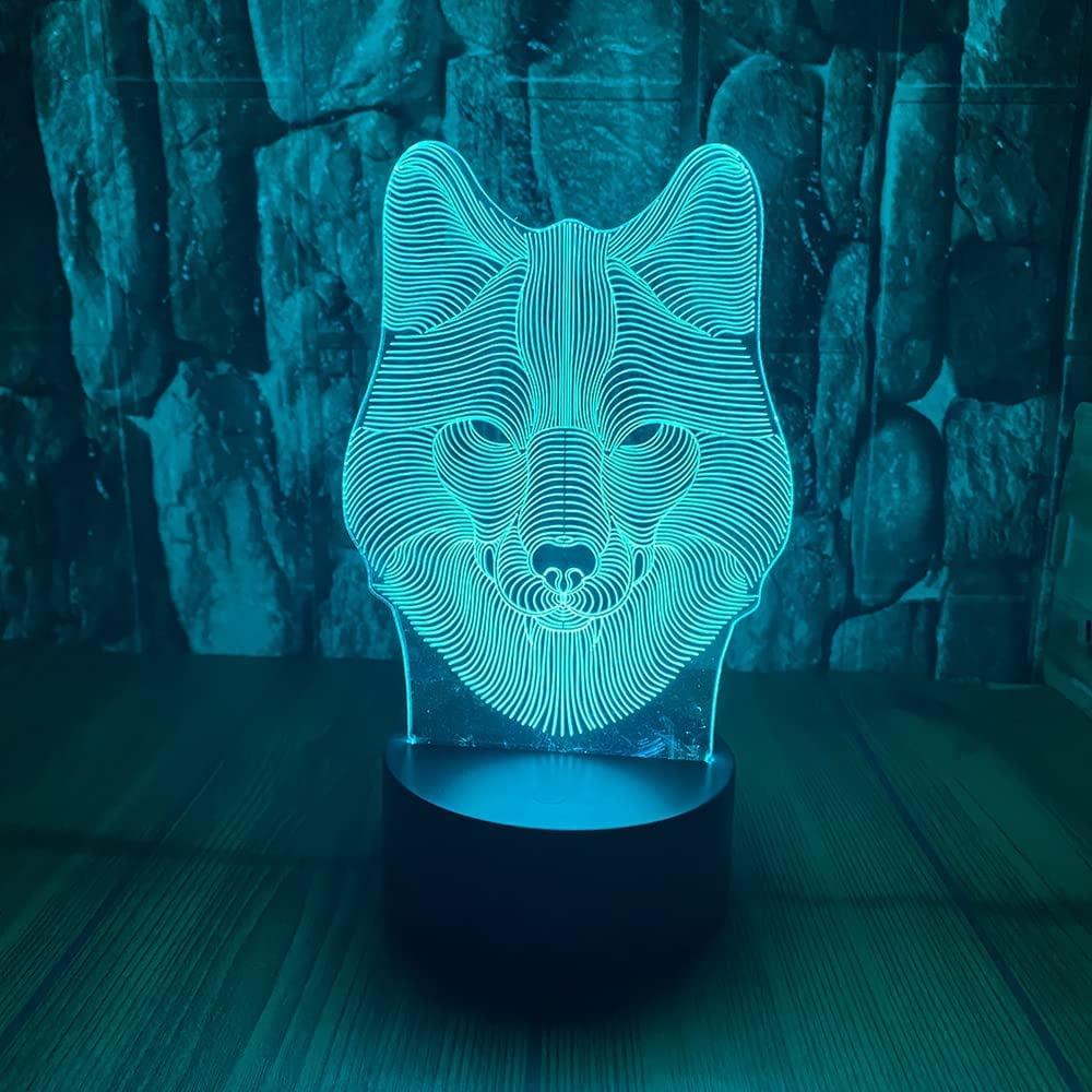 YSTIAN Cartoon Animals Wolf Anime Character Figure 3D LED Optical ...