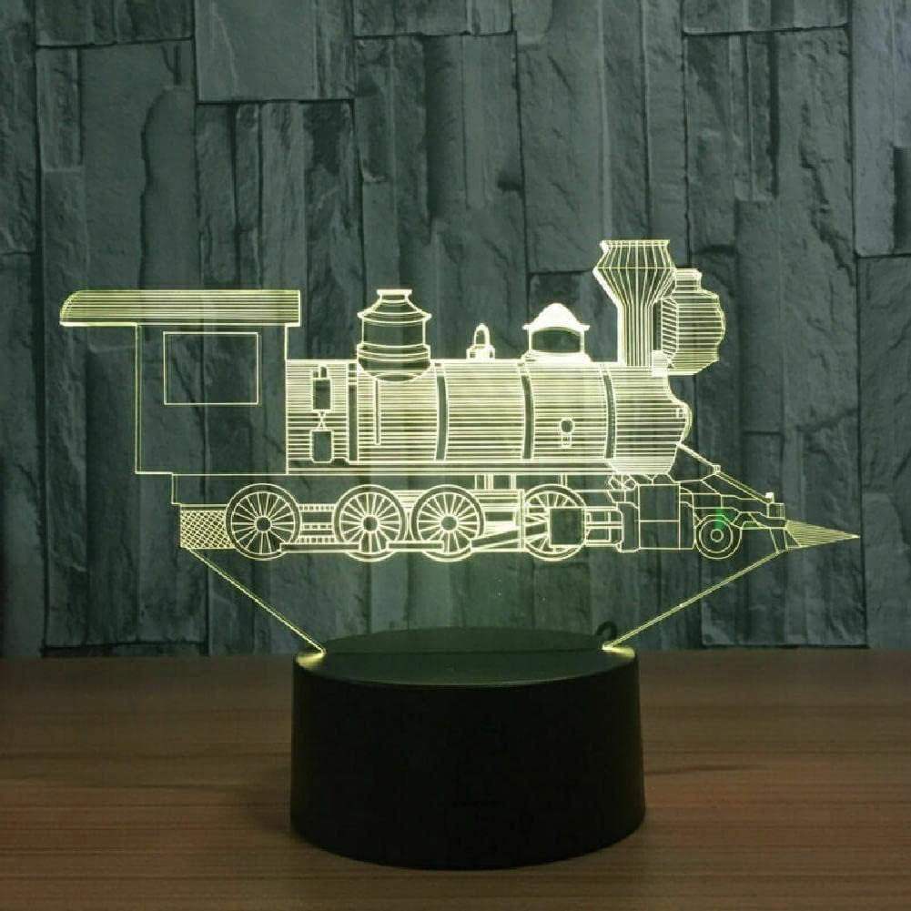 YSTIAN Cool Train Model LED 7 Color 3D Illusion LED Figure Night Lights ...