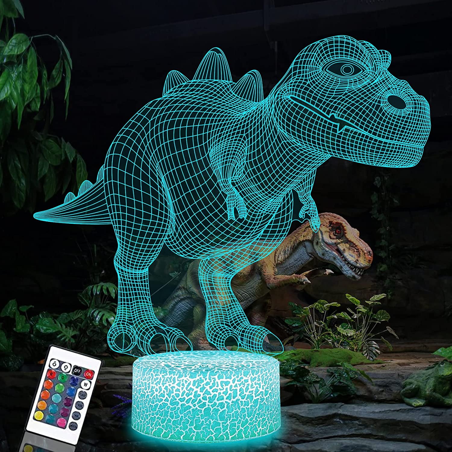 YSTIAN Dinosaur Night Light for Kids, 3D Illusion Lamp Dinosaur Lights ...