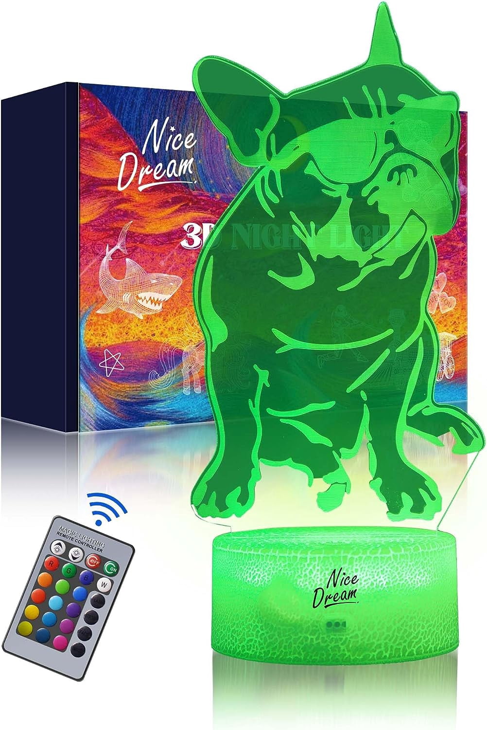 YSTIAN Dog Night Light for Kids, 3D Puppy Illusion Night Lamp, 16 ...