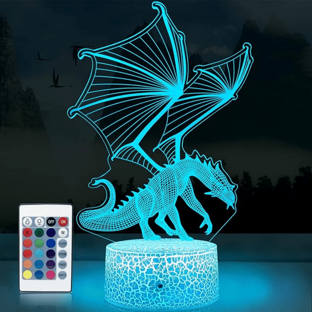 YSTIAN Dragon Night Light Gifts for Kids Dragon Lamp 16 Colors with ...