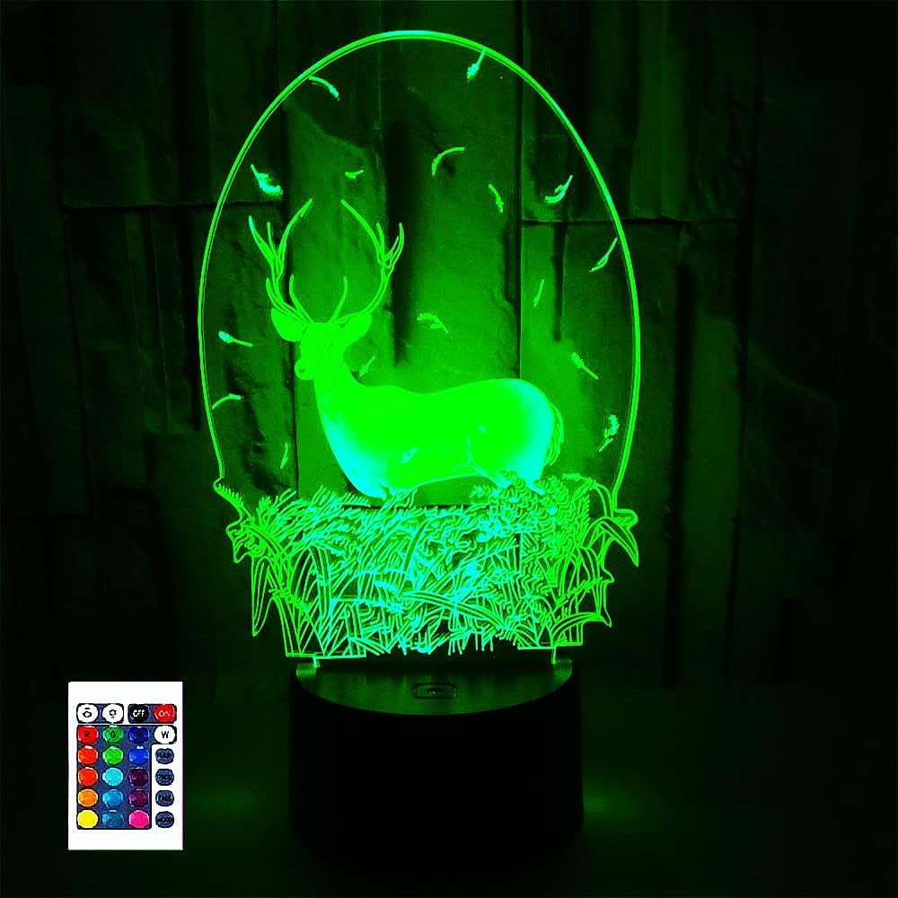 YSTIAN Elk Deer 3D Optical Illusion Night Lights, 16 Color Variations ...