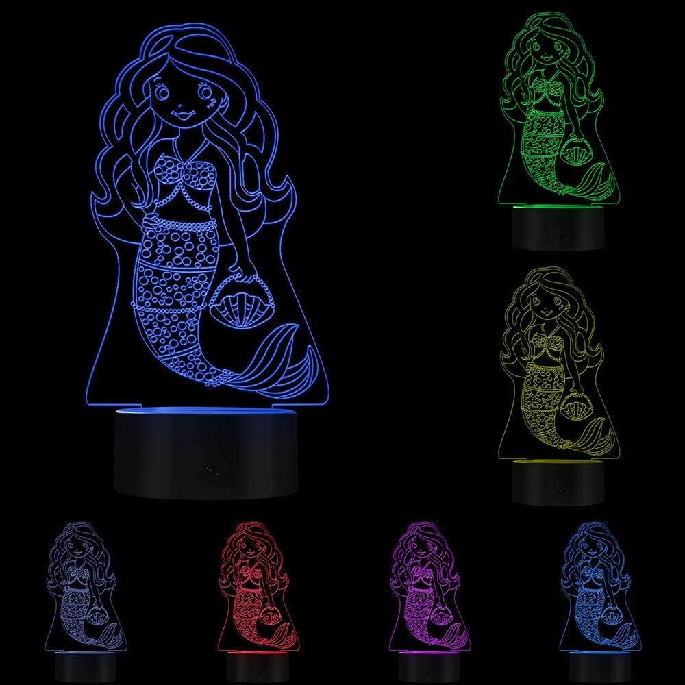 YSTIAN Fashion Fairy Mermaid Led Night Lamp 3D Mermaid Beauty Desk Lamp ...