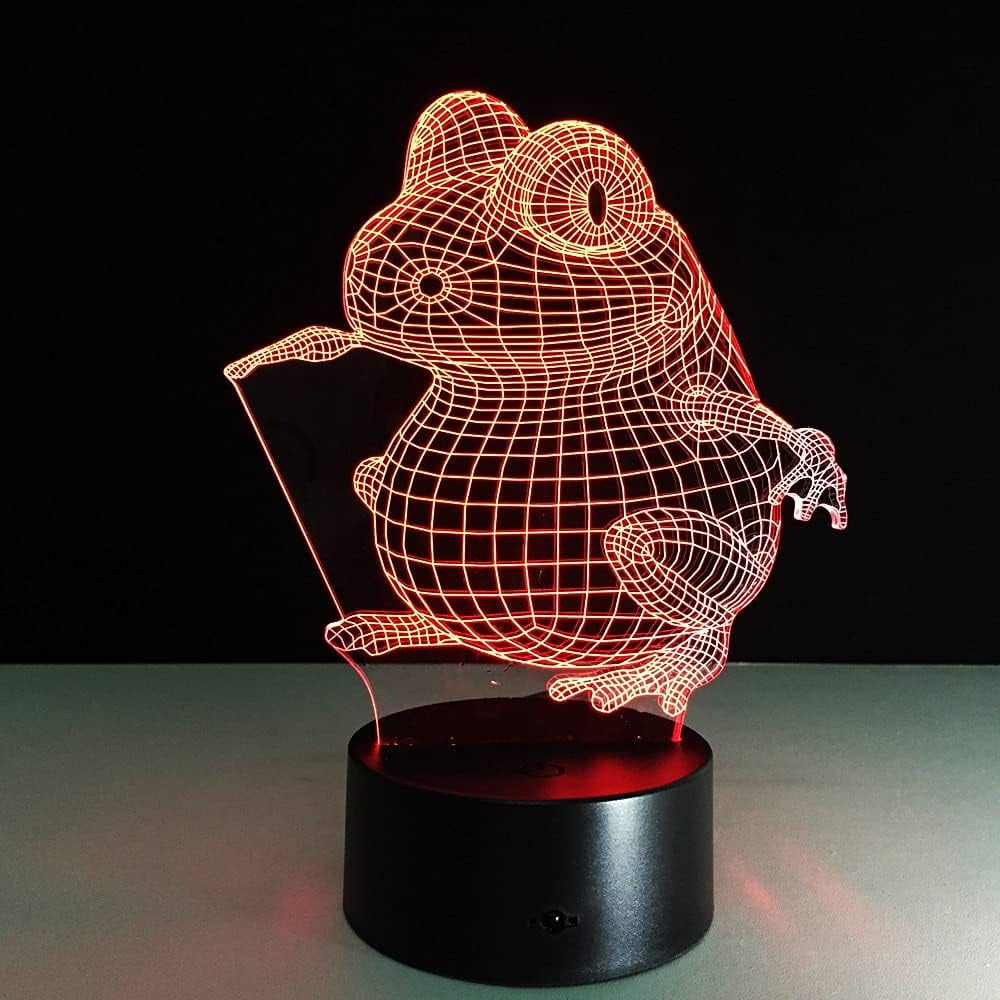 YSTIAN Frog Shape 3D Visual Night Lamp Battery Powered Nightlights ...