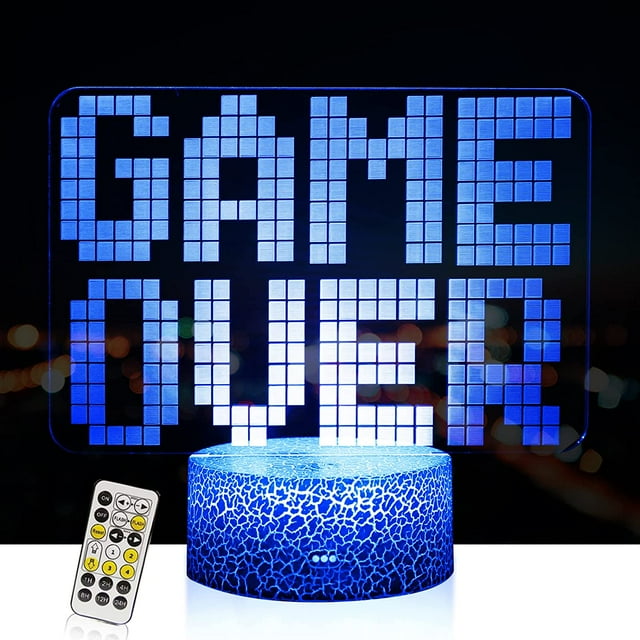YSTIAN Game Over 3D Illusion Lamp, Gamer Night Light with 7 Color ...