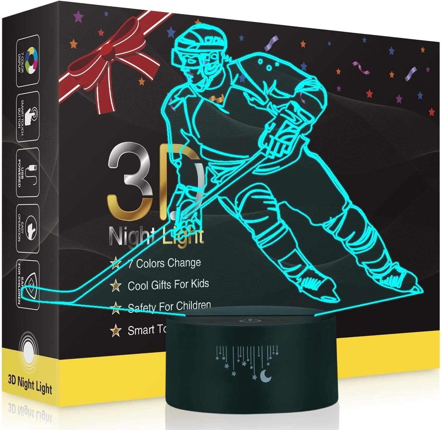 YSTIAN Hockey Night Light, Hockey Gifts for Boys, 3D Lamp with Smart ...