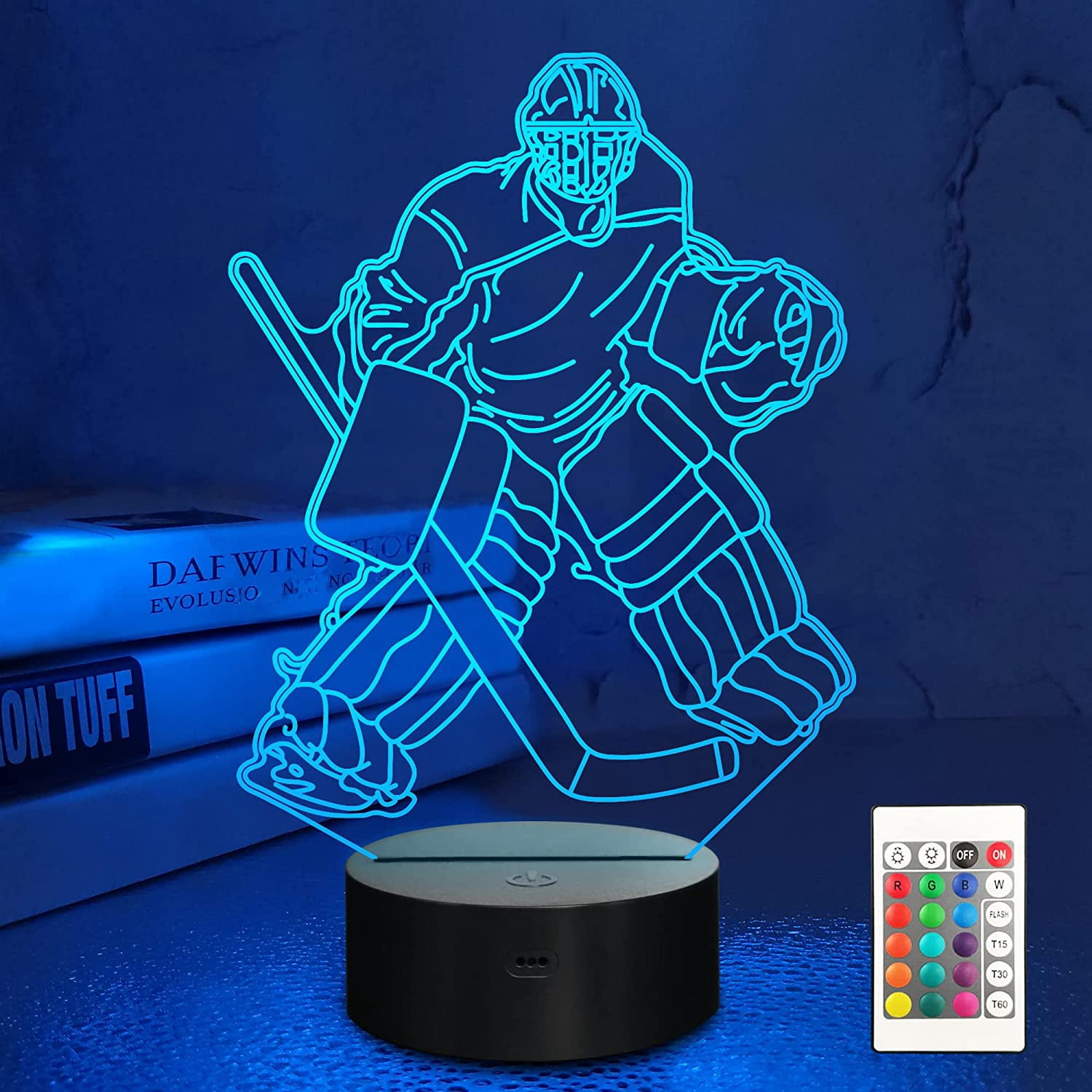 YSTIAN Ice Hockey Goalie Night Light Kids 3D Optical Illusion Lamp with ...