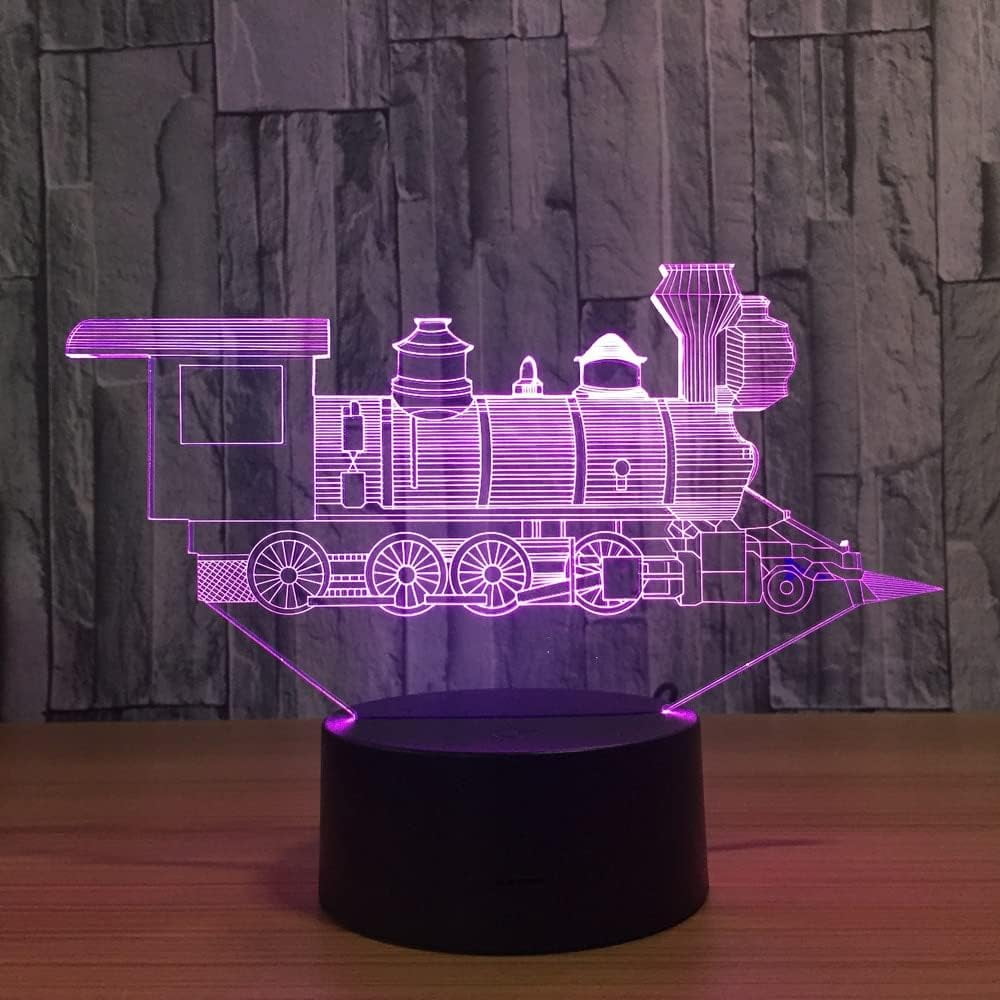 YSTIAN Locomotive Ancient Train 3D Visual Illusion Lamp Transparent ...