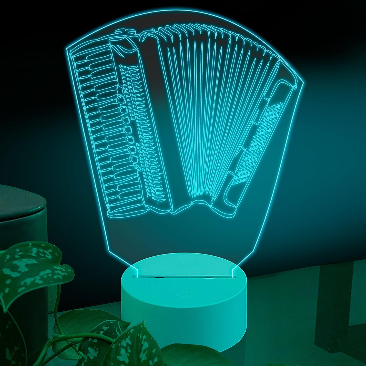 YSTIAN Music 3D Led Table Lamp, Accordion Musical Instrument Folklore ...