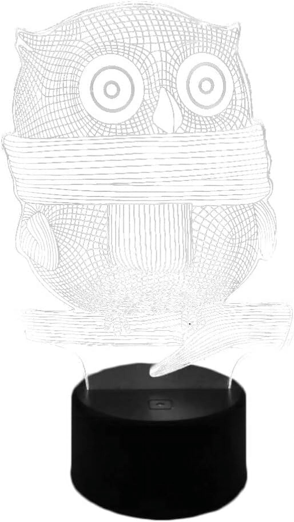YSTIAN Owl 3D Illusion Night Light 3D Illusion Light Owl Night Lights ...