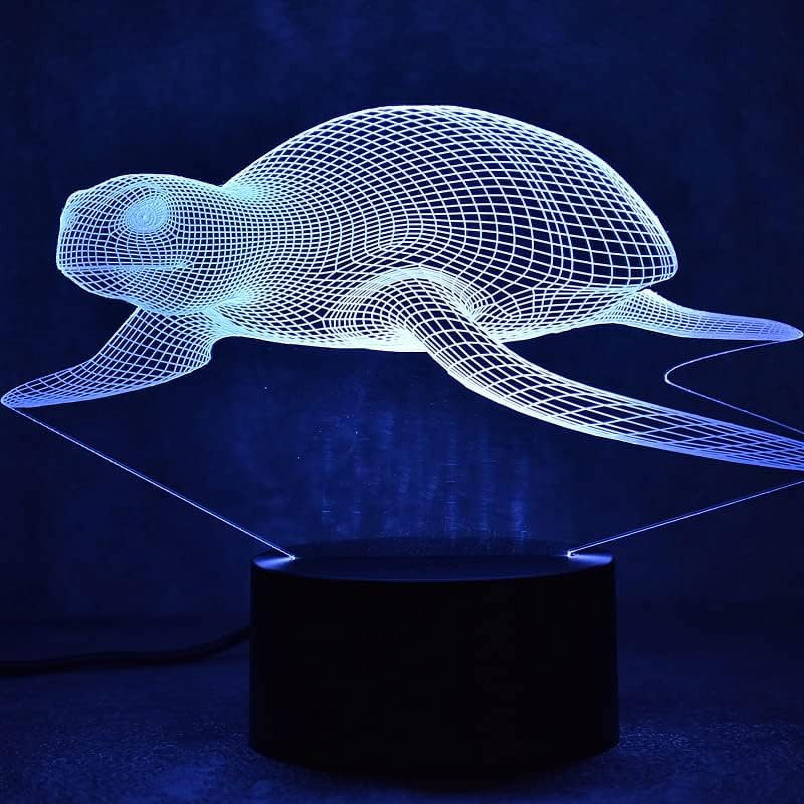 YSTIAN Sea Turtle Lamp 3D Led Visual Colorful Light Fixture USB Table ...
