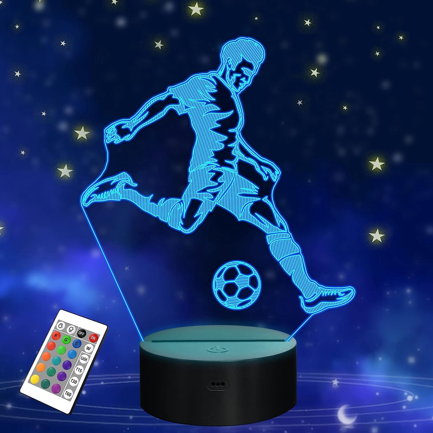 YSTIAN Soccer Night Light, 3D Optical Illusion Lamp for Soccer Fan ...