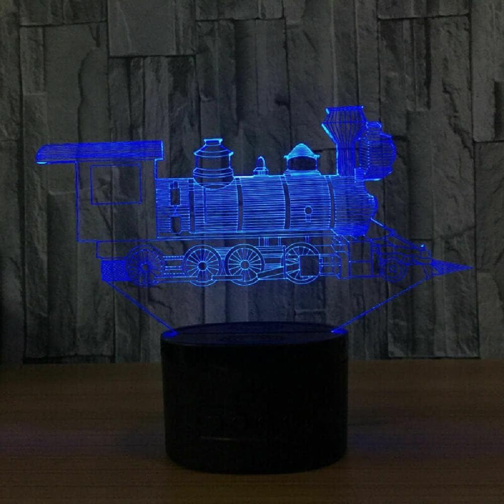 YSTIAN Train Model LED 7 Color 3D Illusion LED Figure Night Lights Desk ...