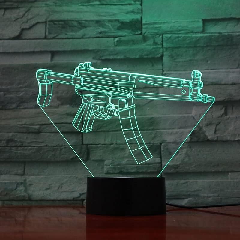 YSTIAN Uruzuo 3D Optical Illusion Lamp Gun Neon Sign, 3D Creative Gun ...