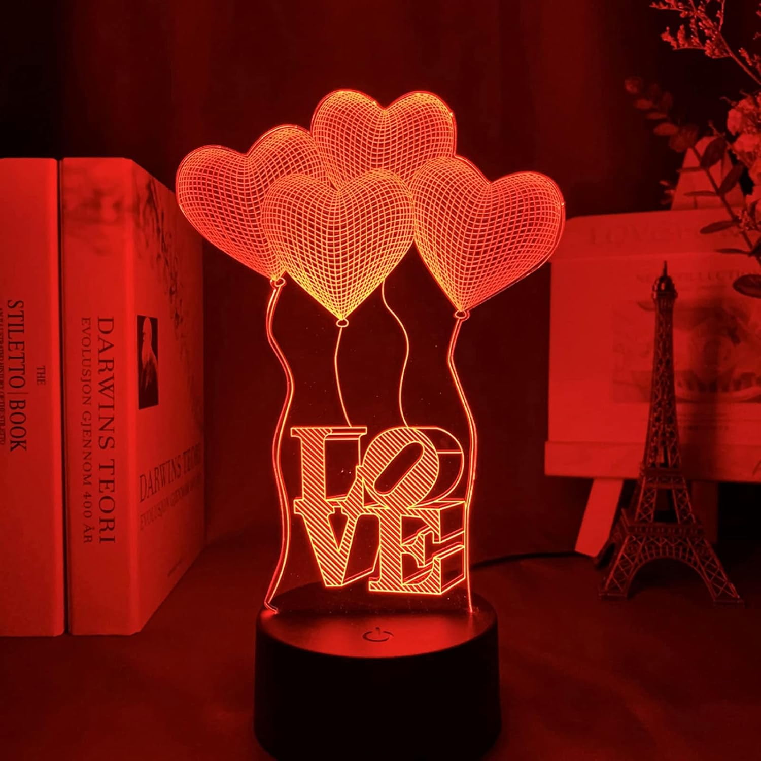 YSTIAN Valentines Day Gift for Girlfriend 7 Color Change 3D Love Heart ...